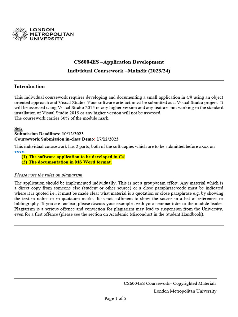Ad Coursework Pdf Class Computer Programming Software 6327