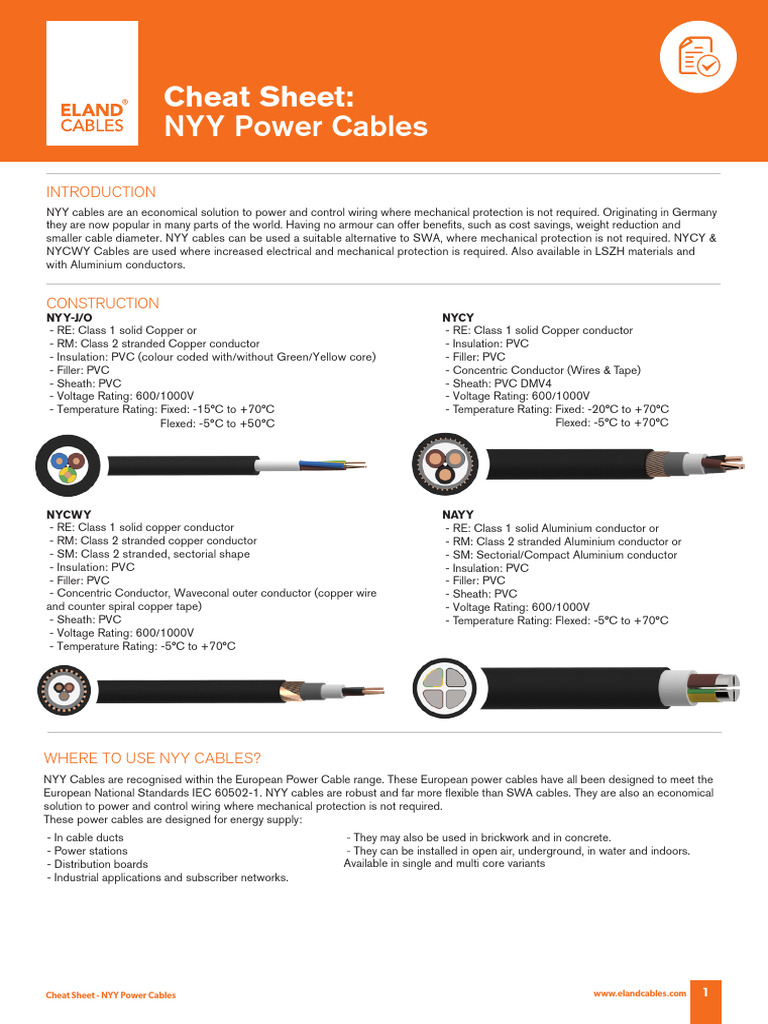Nyy Power Cables | PDF | Electrical Wiring | Electrical Conductor