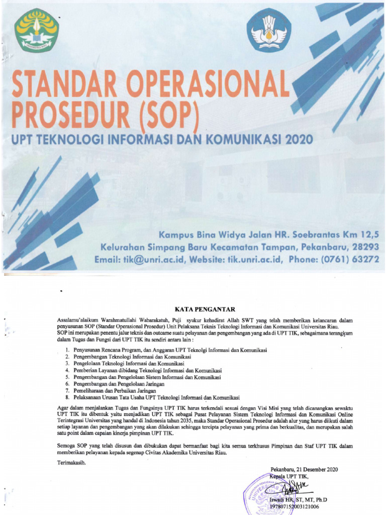 SOP UPT TIK Sop Scan 20 Januari 2021 | PDF