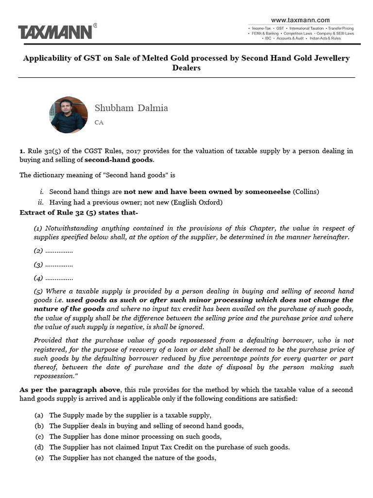 Opinion-Dalmia On Melted Gold | PDF