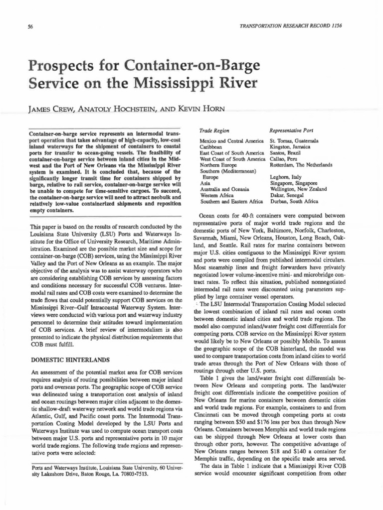 Container-on-Barge Service Feasibility | PDF | Containerization | Intermodal Freight Transport