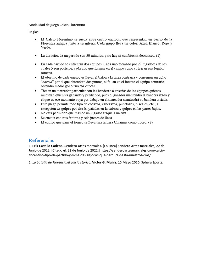 Modalidad De Juego Calcio Florentino Pdf
