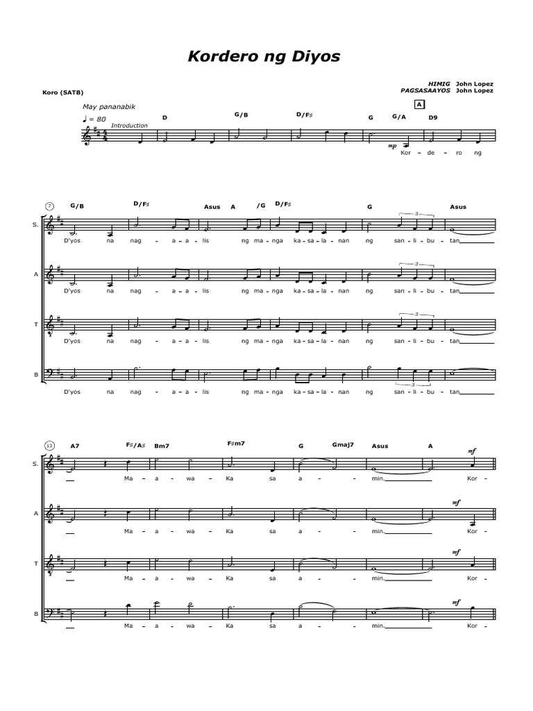 KORDERO NG DIYOS - JB Lopez | PDF