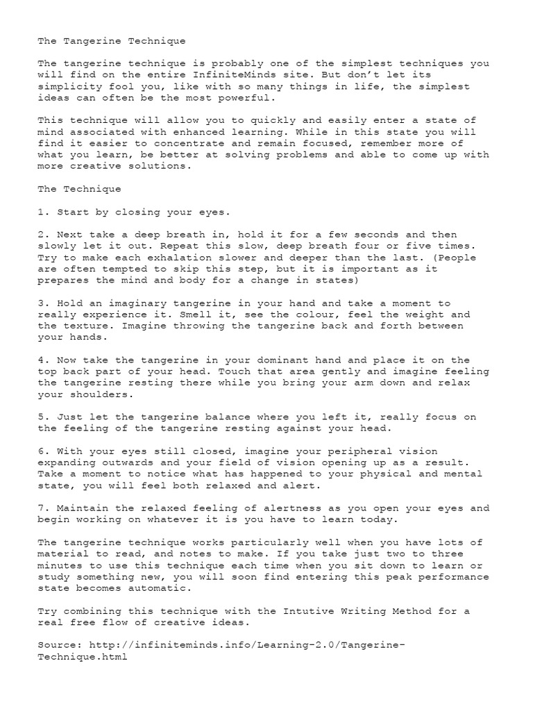 The Tangerine Technique | PDF