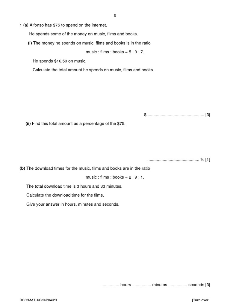 Math Paper 4 | PDF | Area | Elementary Mathematics