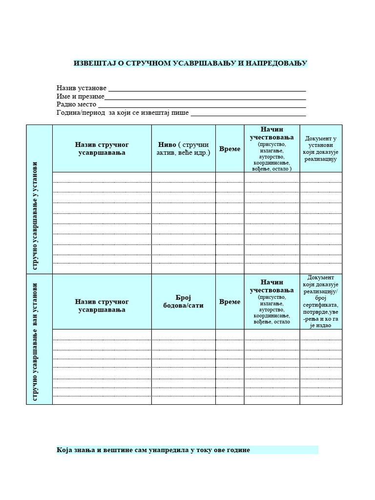 Izvestaj Zaposlenog o SU | PDF