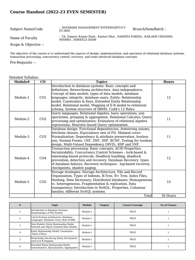 Course Handout | PDF | Relational Database | Databases Course Handout | PDF | Relational Database | Databases