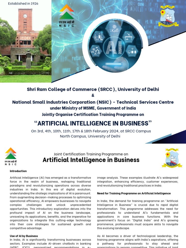 Brochure of Joint Certification Training Programme On Artificial ...