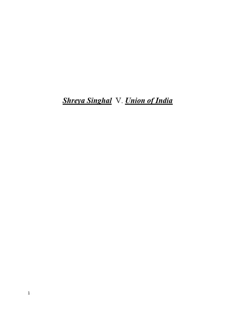Shreya Singhal V. Union of India | PDF