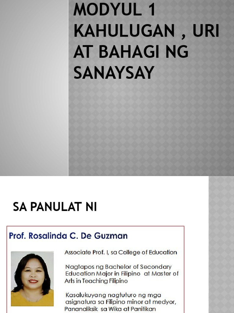 Modyul 1 Kahulugan NG Sanaysay | PDF