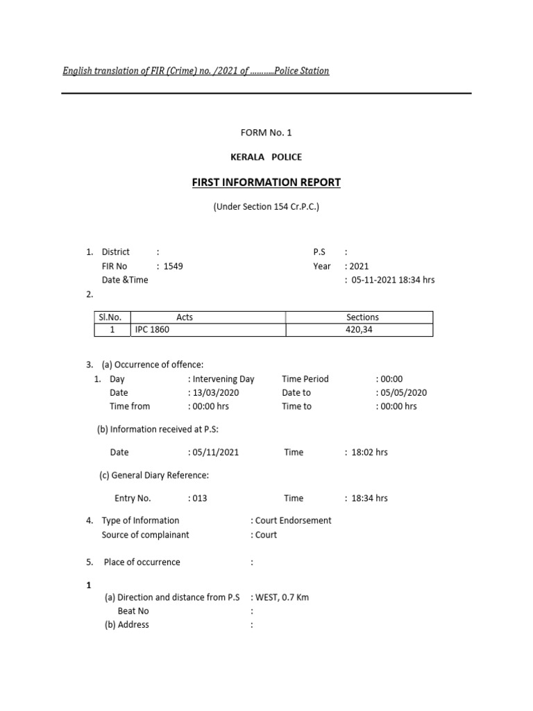 Fir Englist Translate | PDF | Public Law | Legal Action