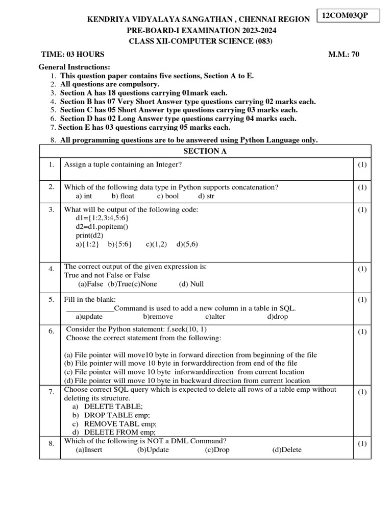 Kv2 Computer Science | Download Free PDF | Computer Network | Table (Database)