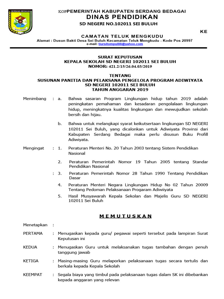 SK Tim Adiwiyata | PDF