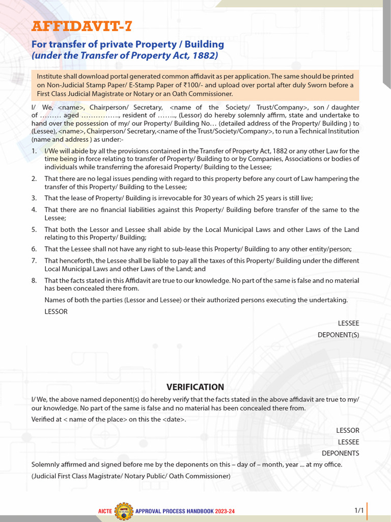 Property Transfer Affidavit Template | PDF | Affidavit | Lease