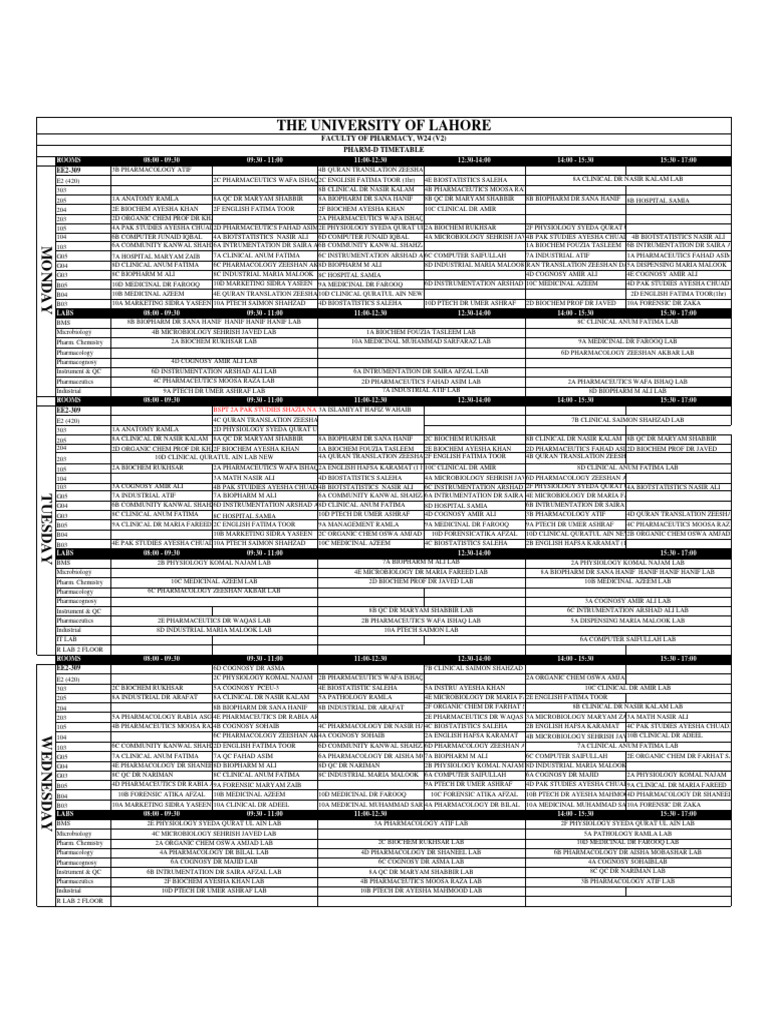 Pharm-D Timetable (v2) | PDF | Health Care | Social Programs