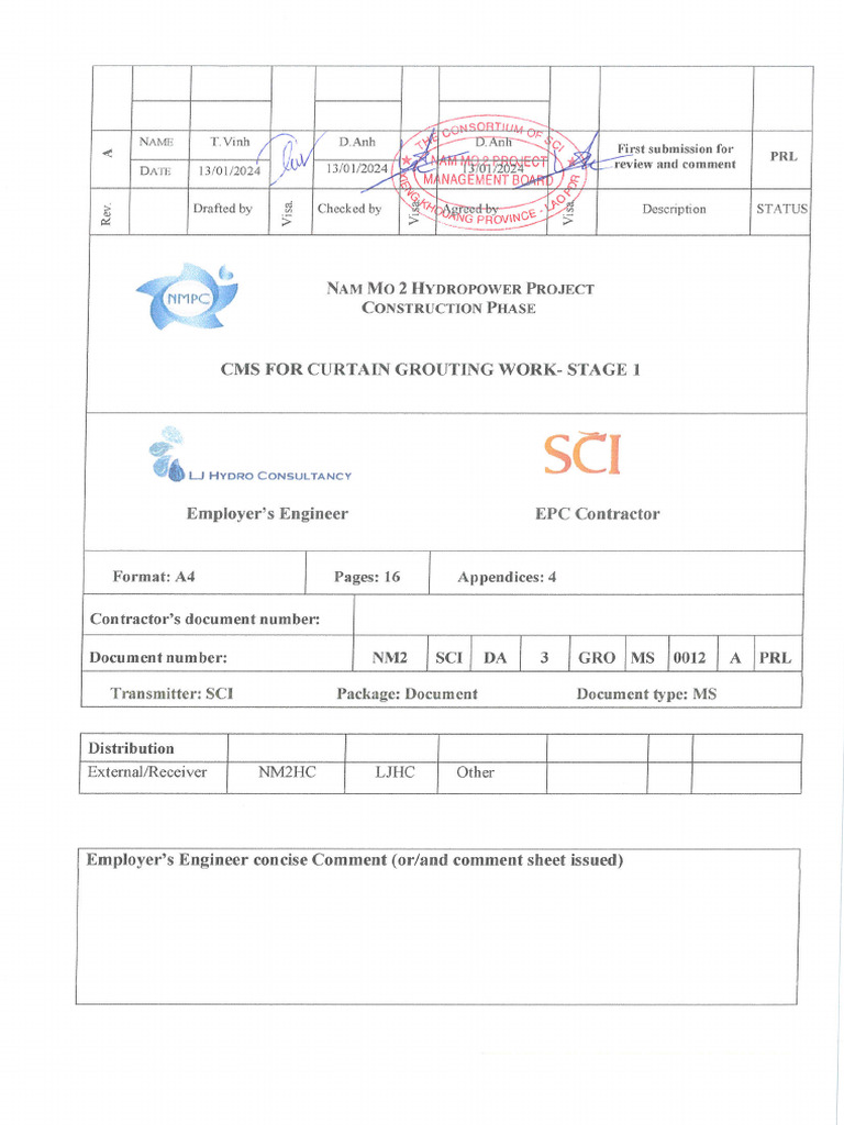 Curtain Grouting Method for Dams | PDF | Dam | Cement