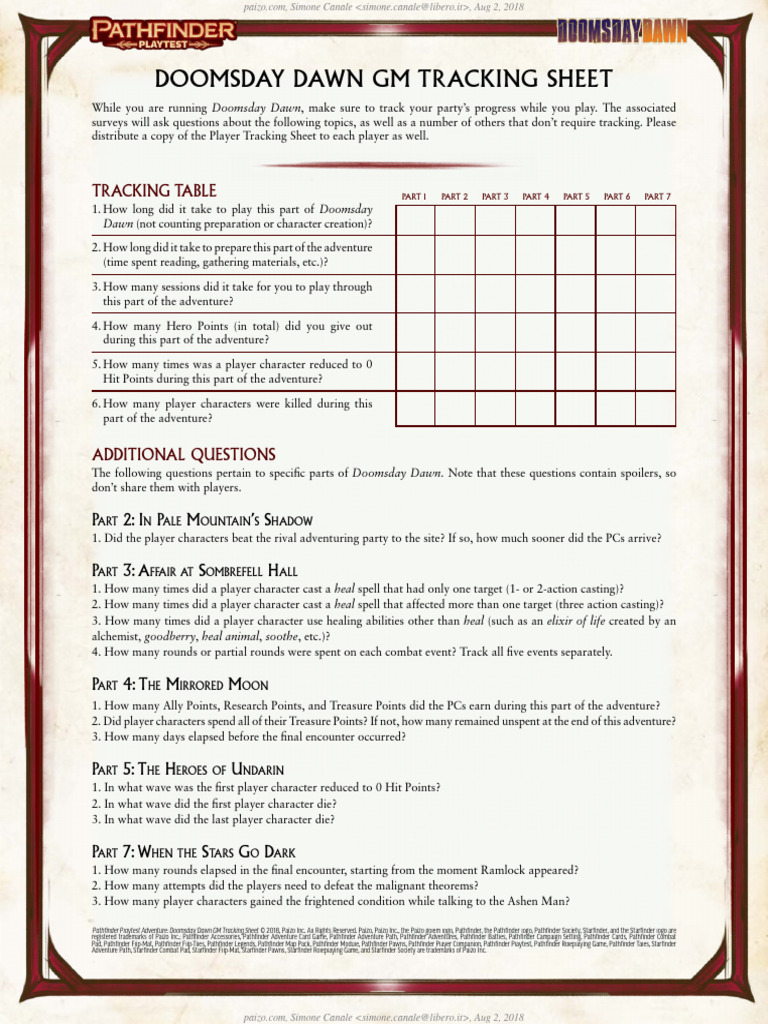 Tracking Sheet | PDF | Tabletop Games | Role Playing Games