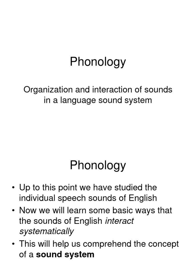 Phonology: Organization and Interaction of Sounds in A Language Sound ...