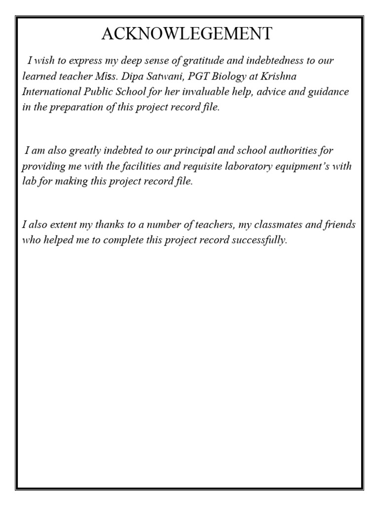 Acknowledgment of Project Support | PDF