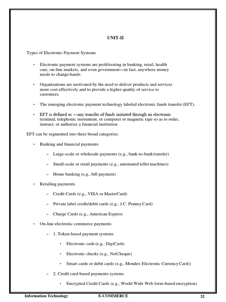 E-COMMERCE - Unit-2 | PDF | Electronic Data Interchange | Debit Card