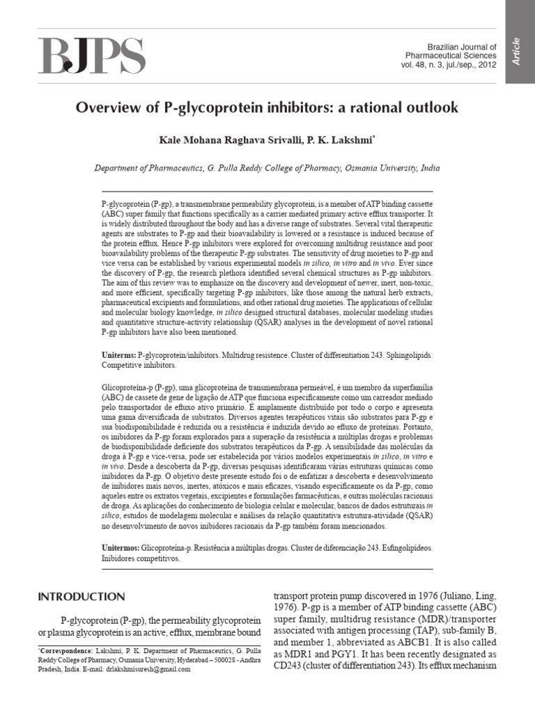Overview of P-Glycoprotein Inhibitors A Rational Outlook | PDF | Enzyme ...