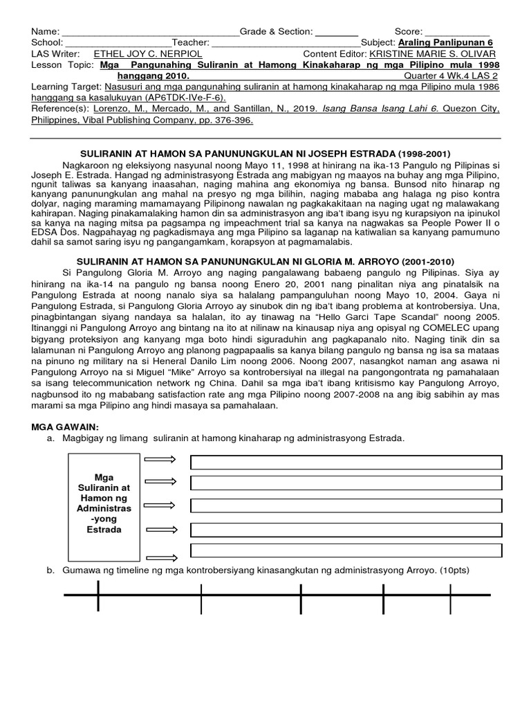 Ap 6 Quarter 4 Week 4 Las 2 | PDF