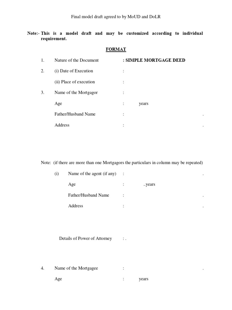 Simple Mortgage Deed Template | PDF | Mortgage Law | Mortgage Loan