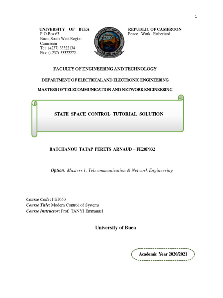 State Space Control Of Systems Tutorial Download Free Pdf