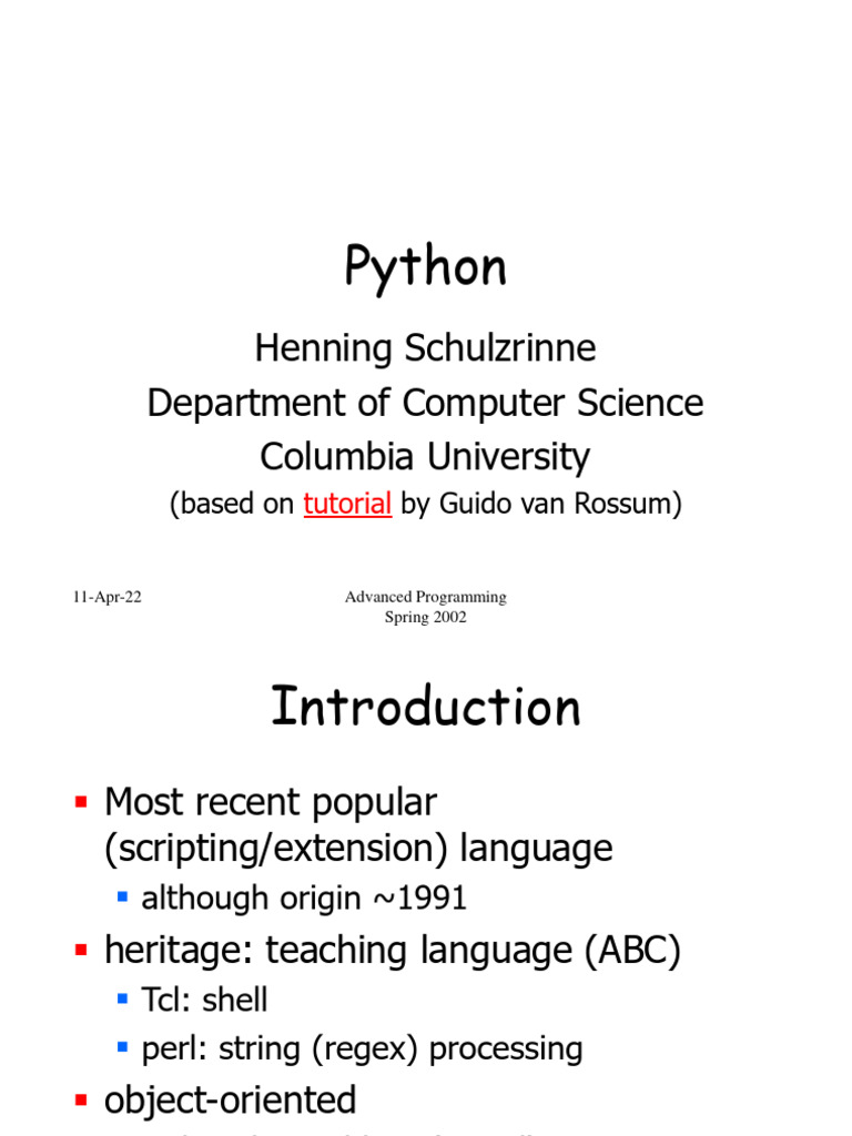 Python Guido Van Rossum) | PDF | Teaching Methods & Materials | Computers