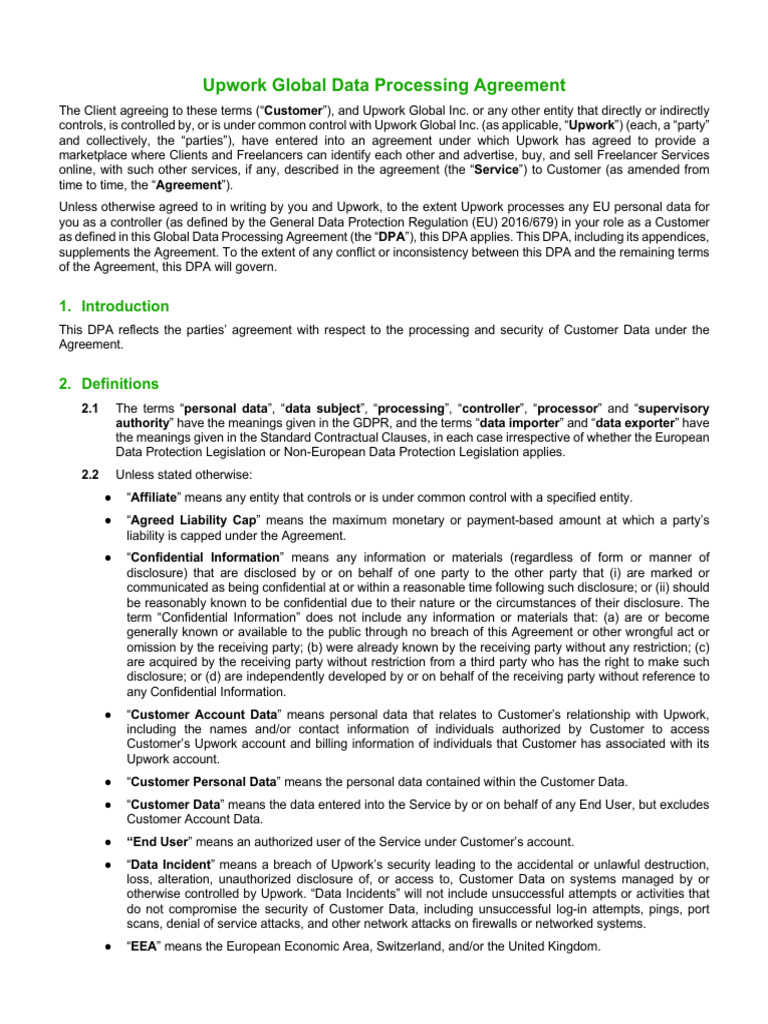 Global Data Processing Agreement 1 5 | Download Free PDF | Information ...