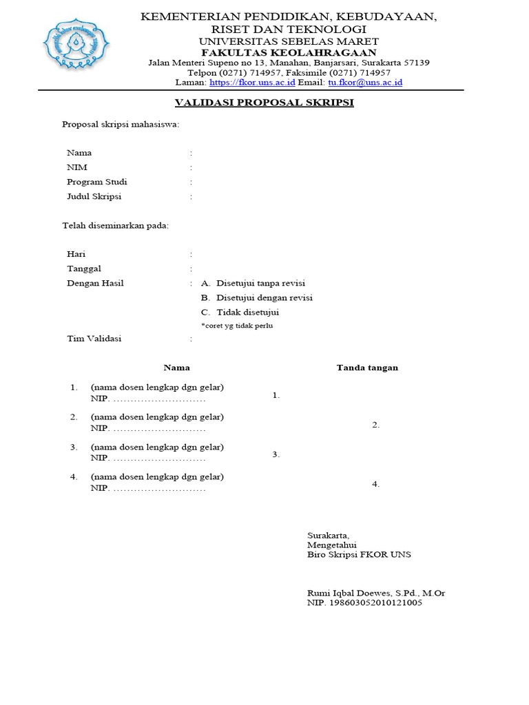 VALIDASI Proposal Skripsi | PDF