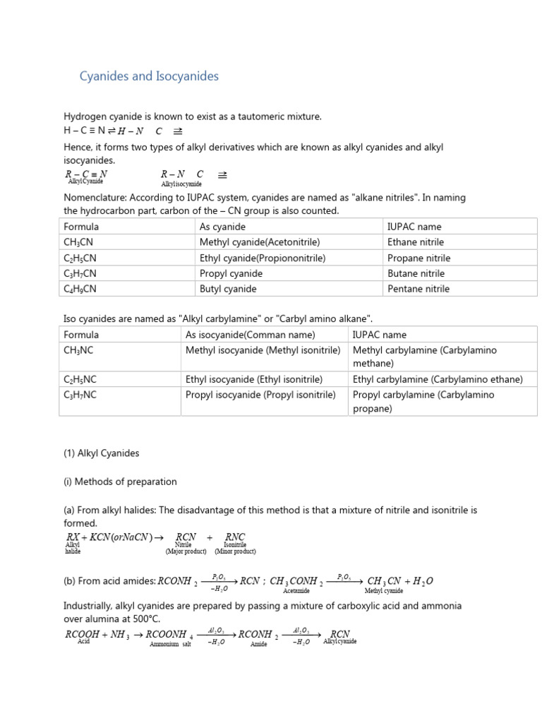 3 - JEE - Chemistry - Nitrogen Containing Compounds - Cyanides and ...