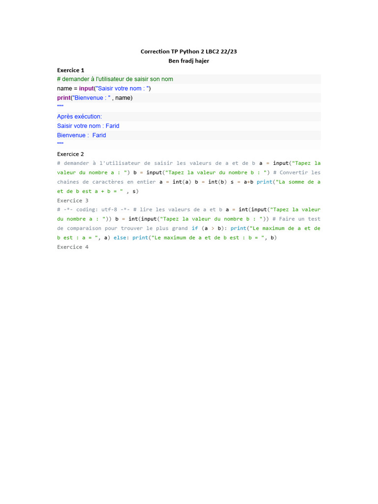 Correction TP Python 2 LBC2 22 | PDF | Méthodes et références ...