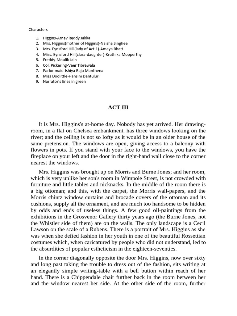 Act 3 (Pygmalion) | PDF