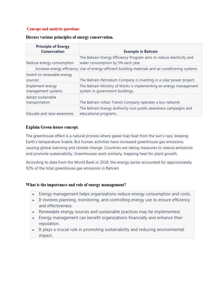 Discuss Various Principles of Energy Conservation.: Concept and ...