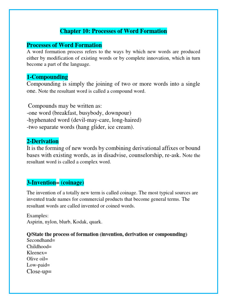 Word Formation | PDF | Word | Acronym