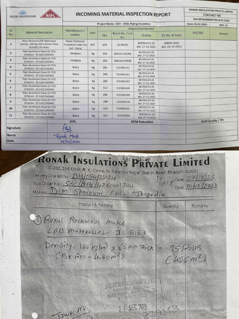 RIPL-IMIR-1 (LRB Mattresses Aluminium Sheet) With Delivery Challan TC Invoice | PDF