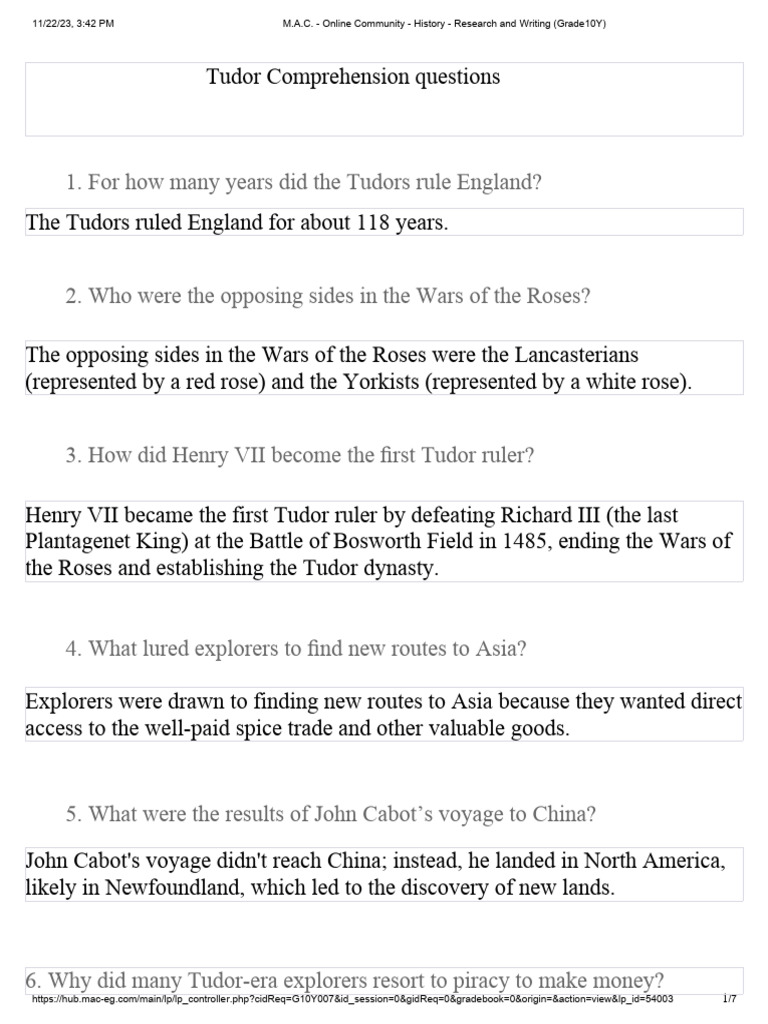 History (Tudors) | PDF | Wars Of The Roses | House Of Tudor