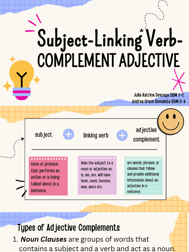 Subject-Linking Verb-Complement Adjective | PDF | Language Arts ...