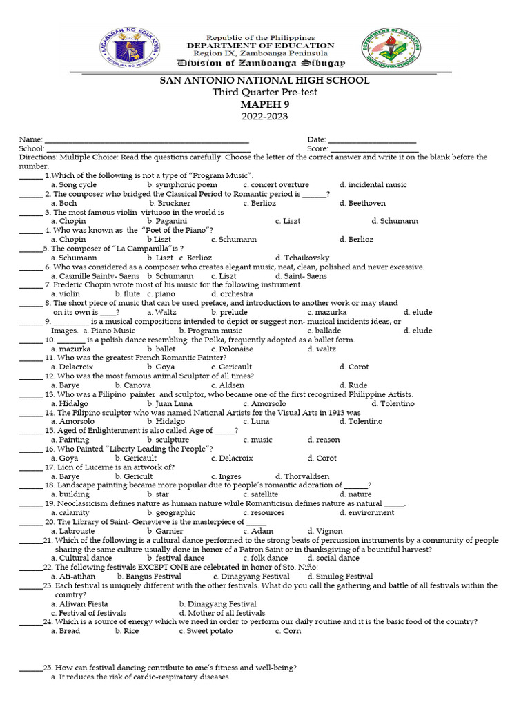 Mapeh 3rd Quarter | PDF