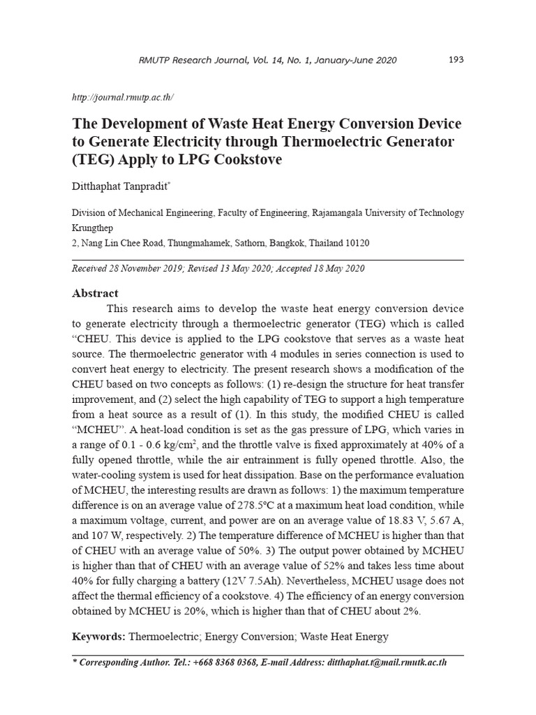 TEG-Gas Cookstove | PDF