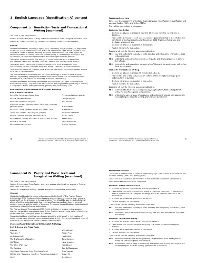 International GCSE in English Language A Specification | PDF ...