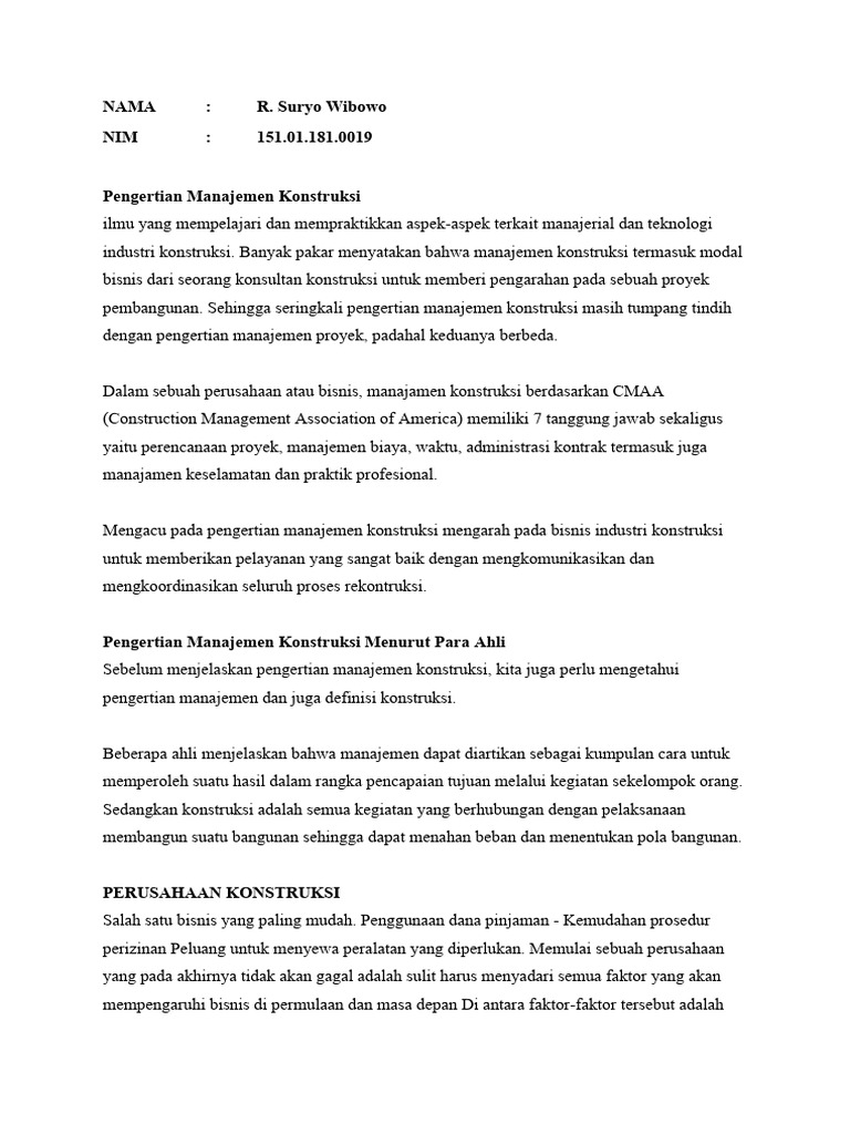 ORGANISASI Management Konstruksi | PDF