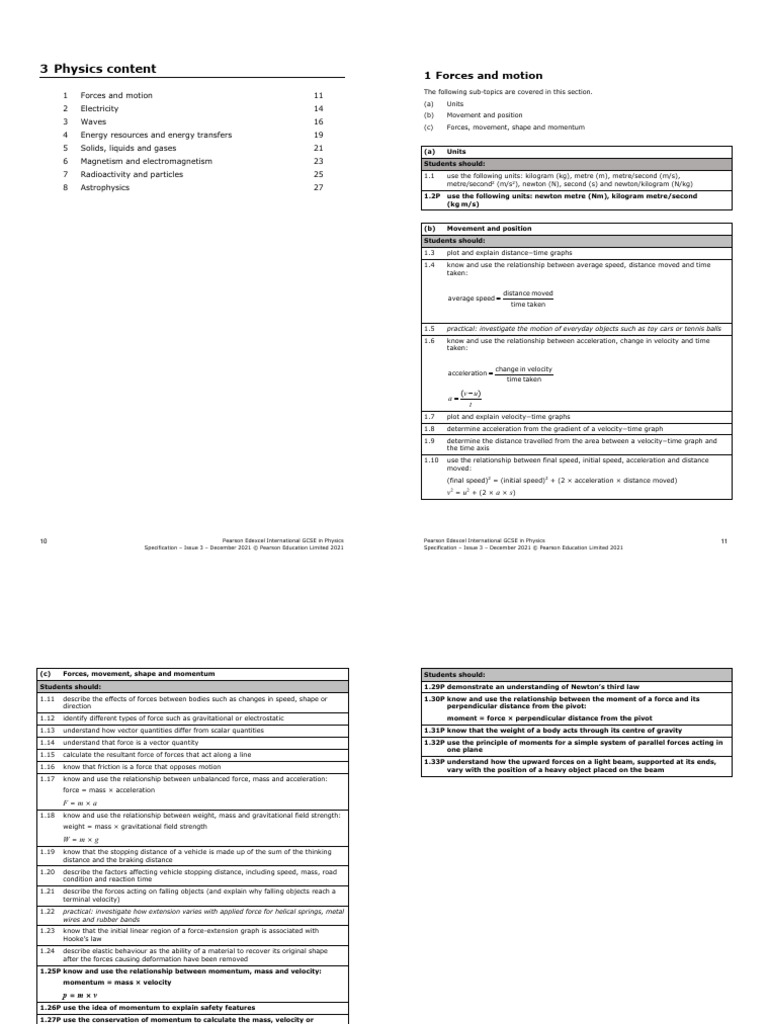 Edexcel IGCSE Physics Specification 2025 | PDF