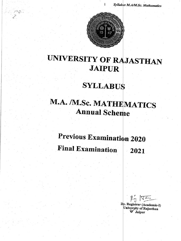 M.A .& M.SC Mathematics (A) - 2019-20 | PDF