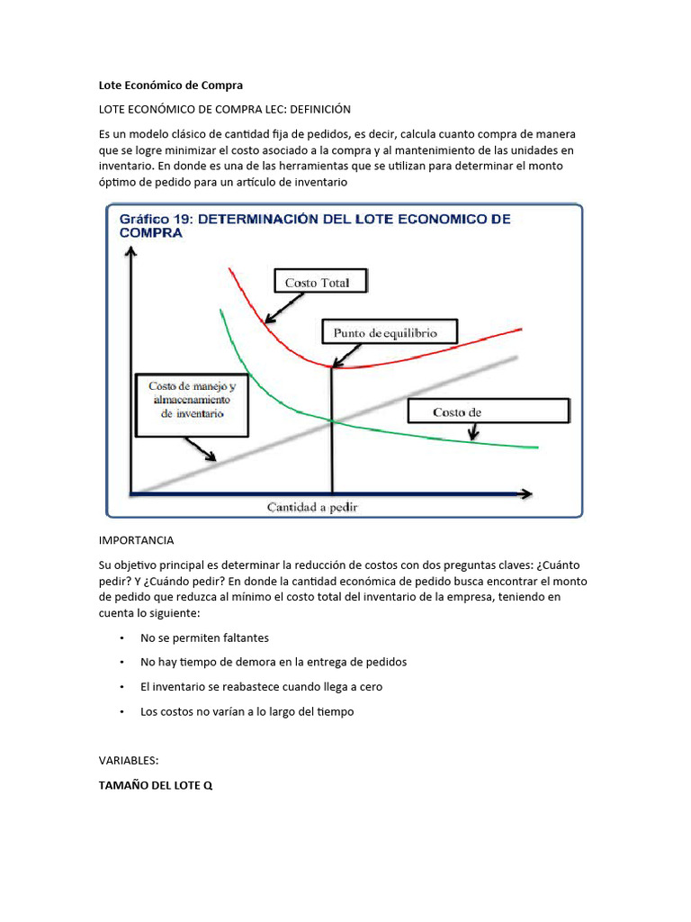 Tema 22 Lote Económico de Compra | PDF | Inventario | Procesos de negocio