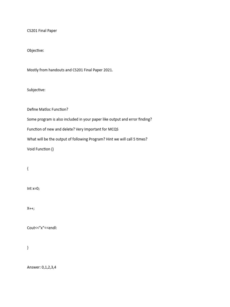 CS201 Current Papers | PDF