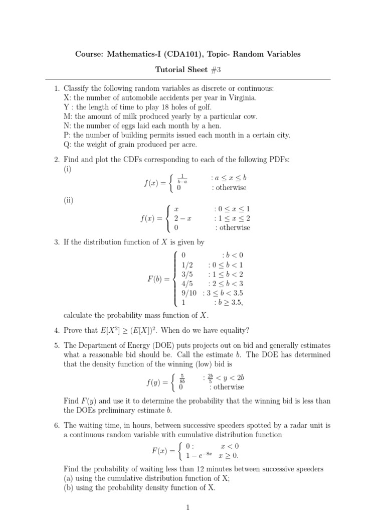 Tutorial 3 Pdf Statistical Models Statistics