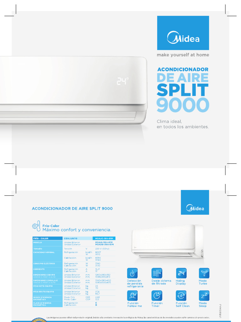 Folleto Split Mural Midea 9000 Frig 220509 | PDF