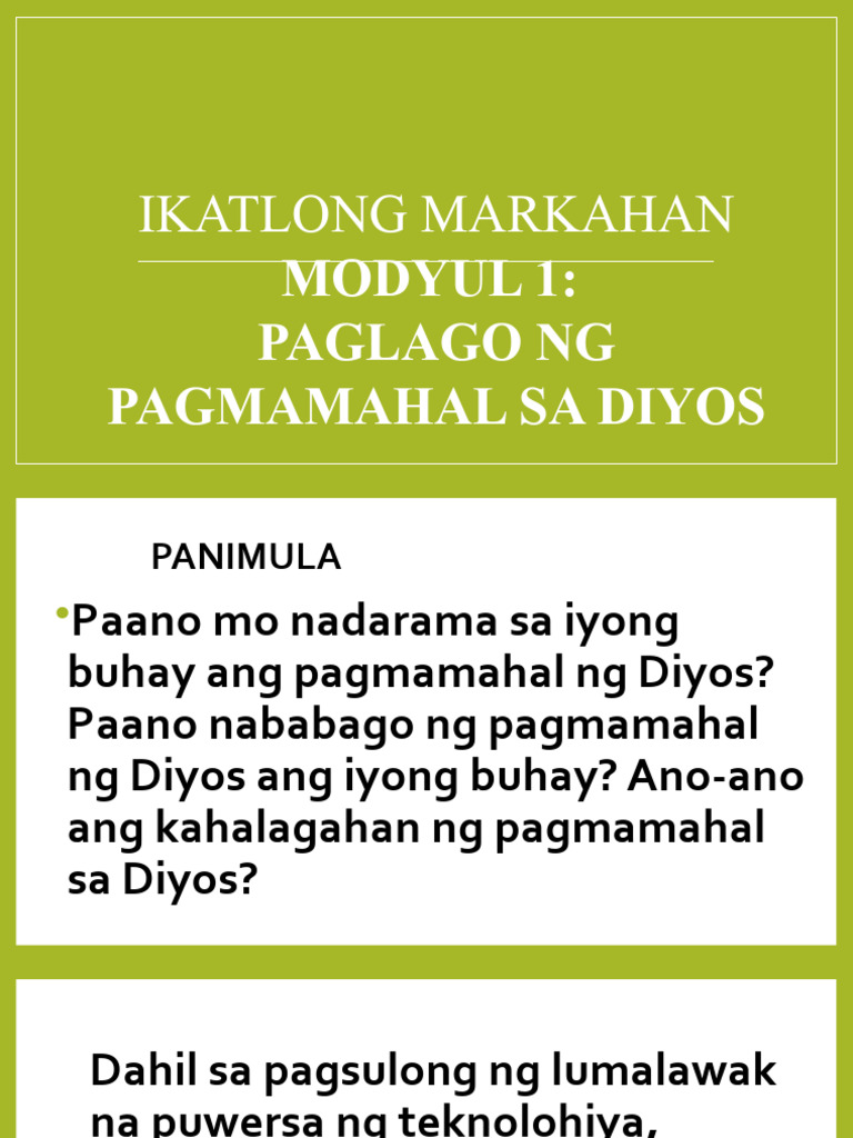 Qtr 3 Mod 1 Paglago Ng Pagmamahal Sa Diyos | PDF